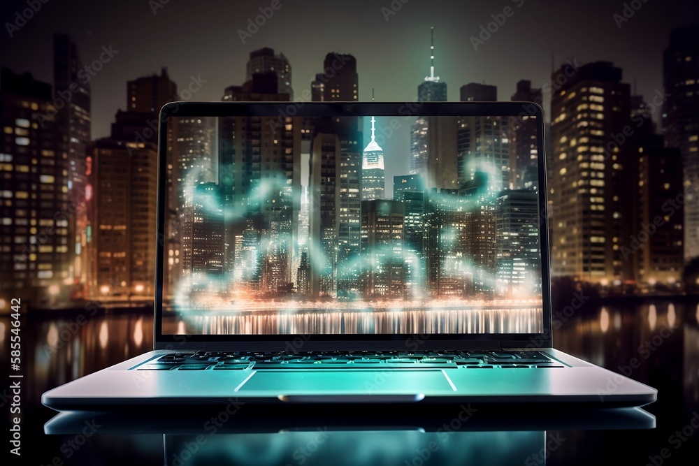 Data Insights on Open Laptop created with Generative AI technology ...