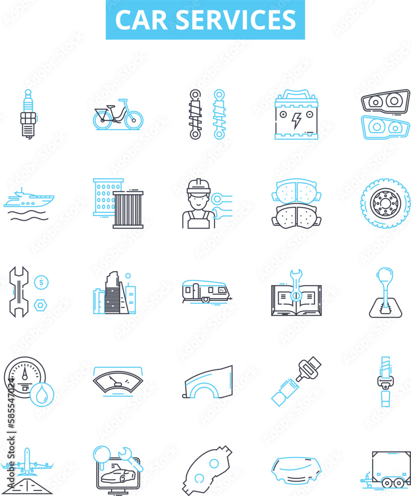 Car services vector line icons set. Car, services, repair, maintenance ...