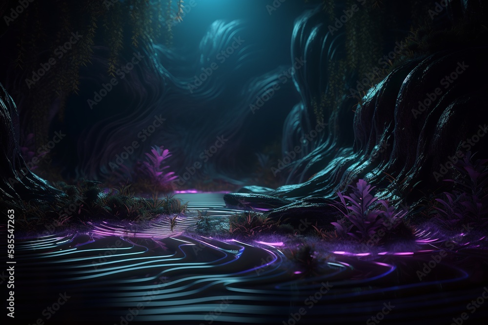Fantasy-themed abstract background: transparent purple waves, dark ...