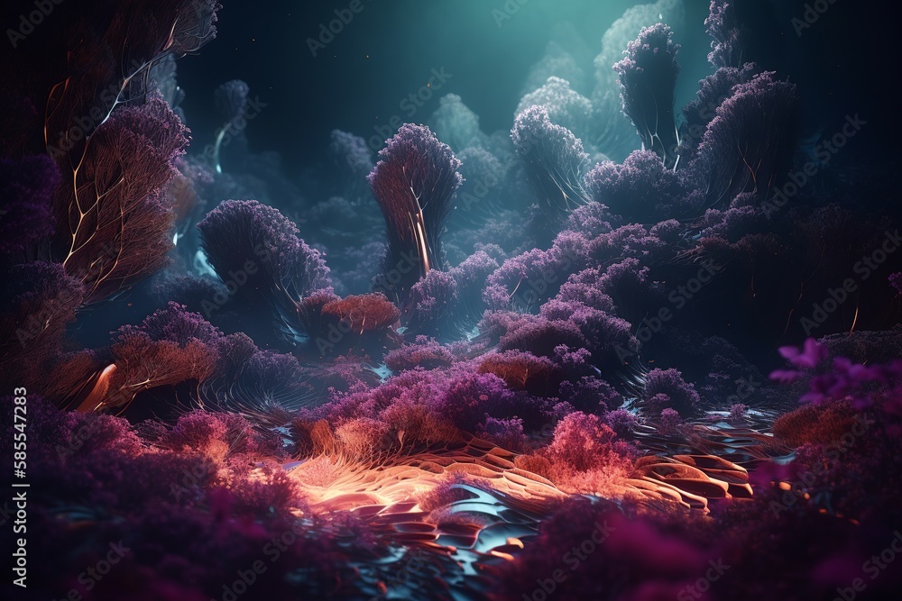 Fantasy-themed abstract background: transparent purple waves, dark ...