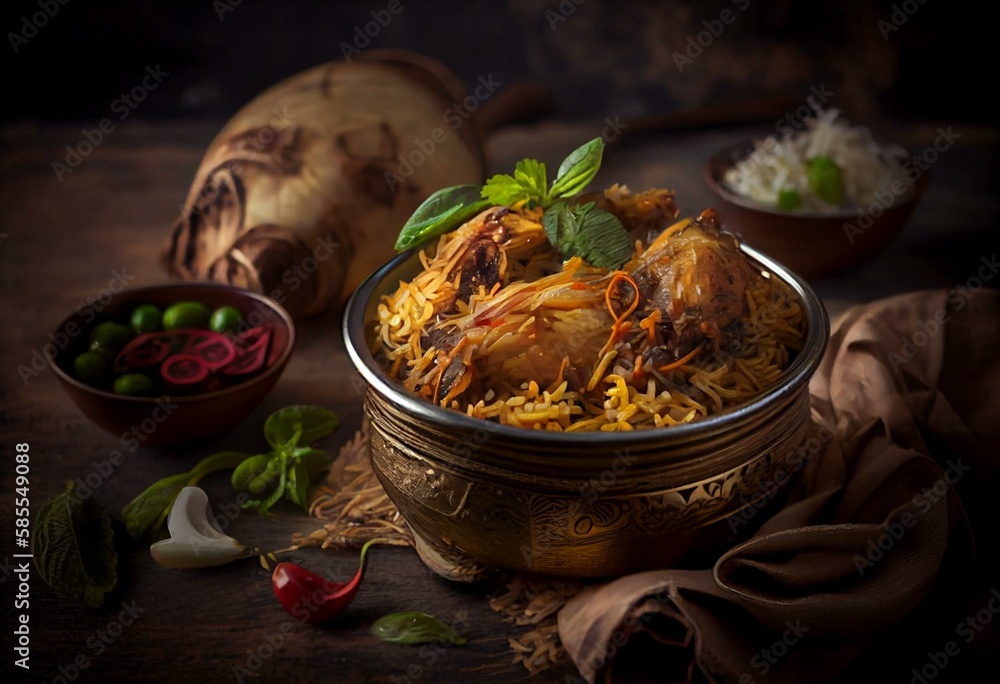 Chicken biryani Spicy Indian Malabar biryani Hyderabadi biryani, Dum ...
