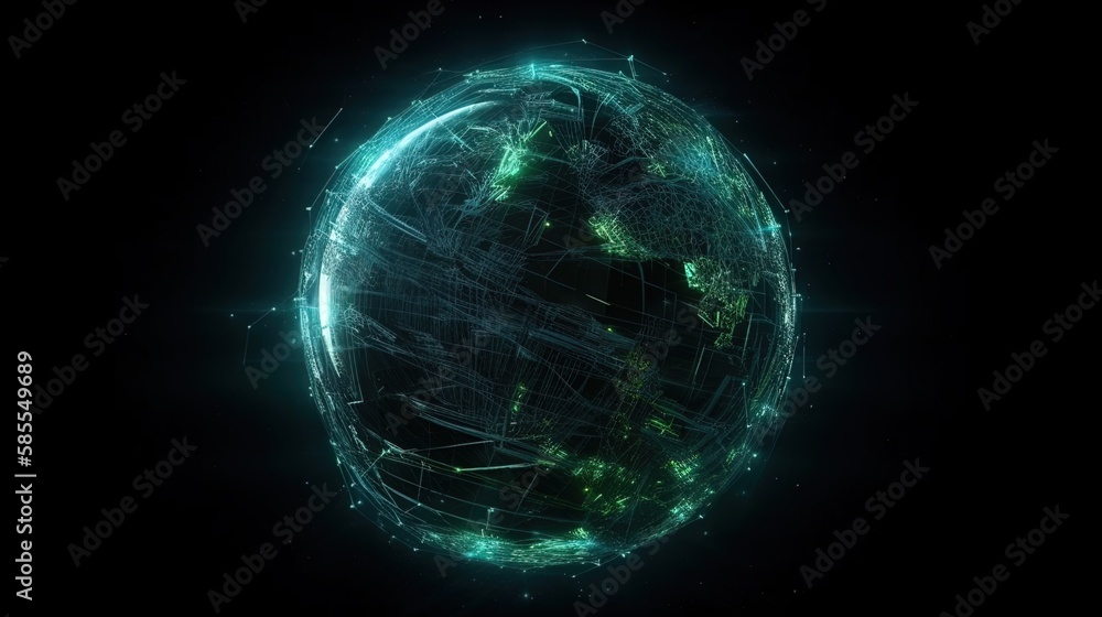 A Vision of a Sustainable Future: The Green Earth in Space Symbolizing ...