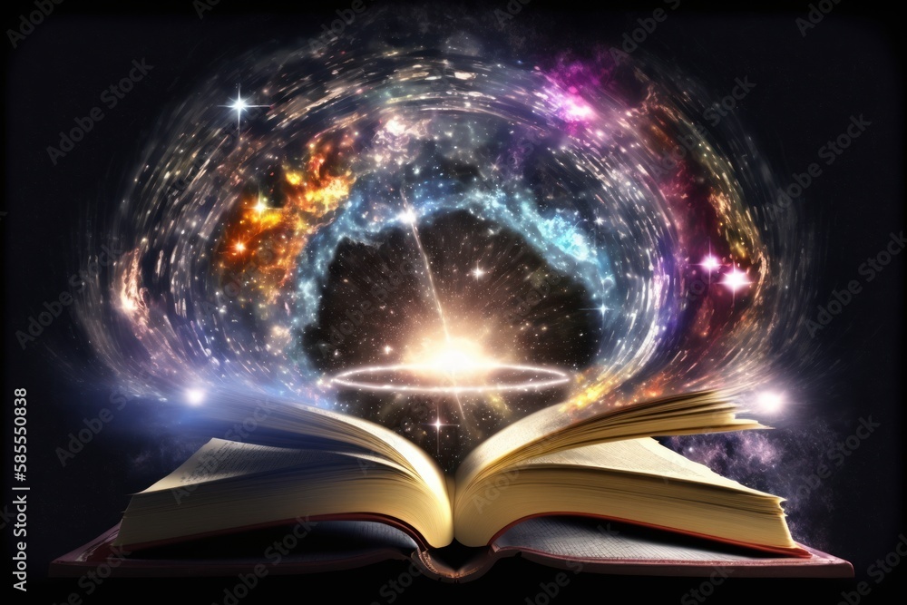 open book and all the knowledge of the universe leaking through the ...
