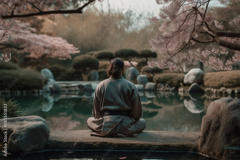 a meditating samurai, generative ai Stock Illustration | Adobe Stock