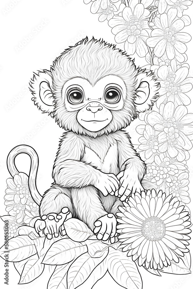 Realistic Monkey Coloring Pages