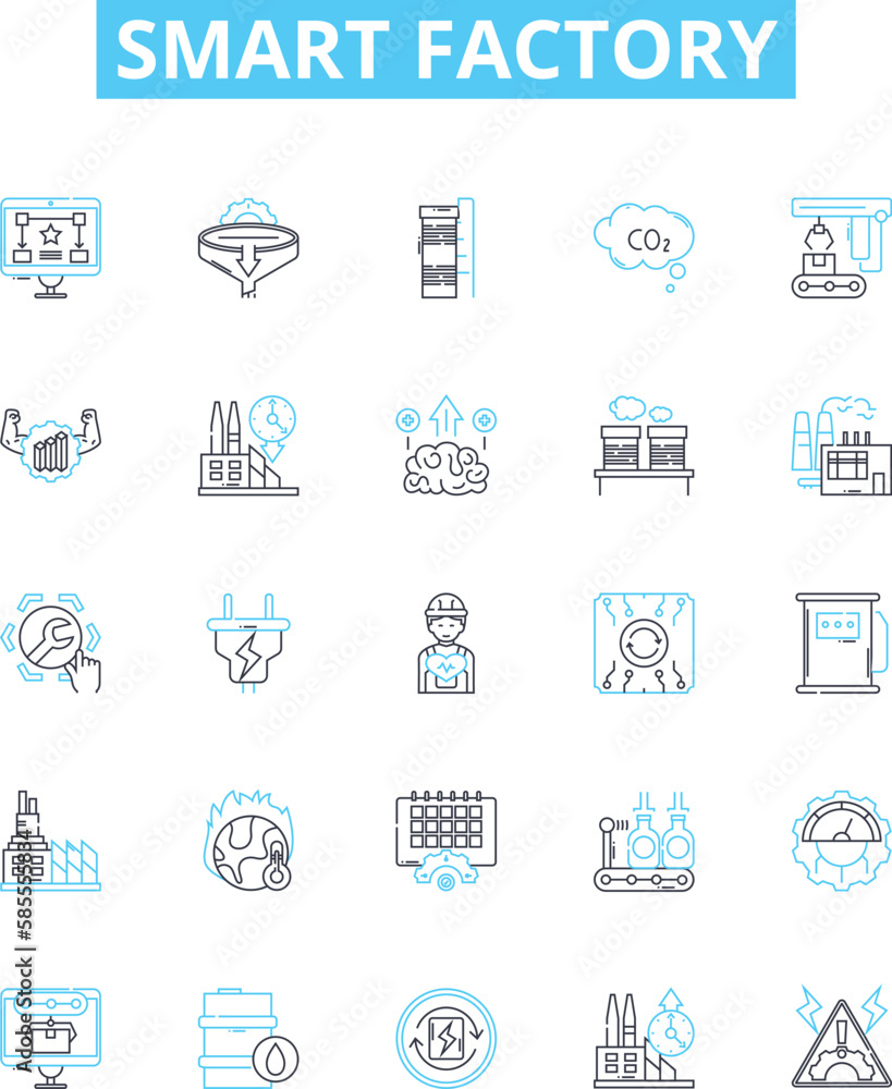 Smart factory vector line icons set. Smart, Factory, Automation ...
