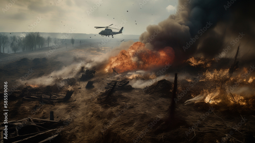 A harrowing war scene unfolds, captured in a strikingly realistic high ...