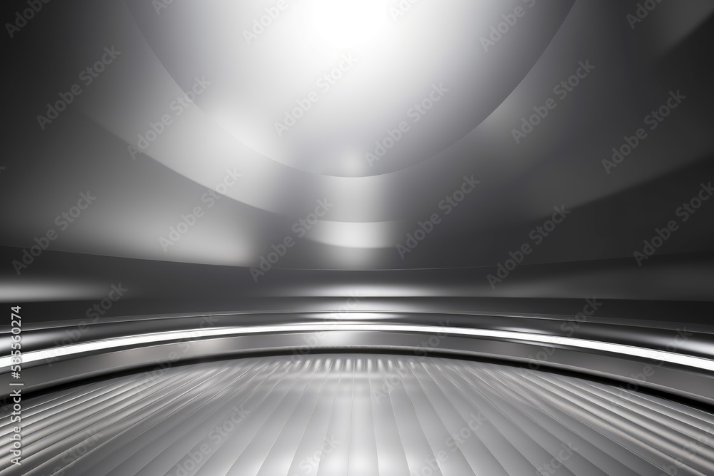 Silver podium color 3D background with geometric shapes for product ...