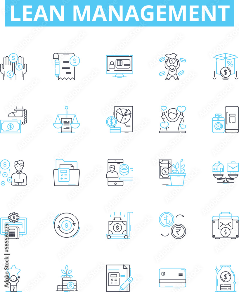 Lean Management vector line icons set. Lean, Management, Efficiency ...