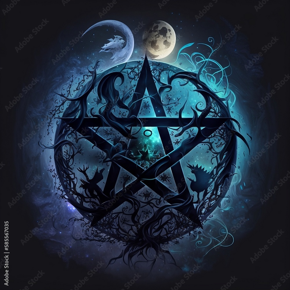 Blue and Black Pentagram Generative AI Stock Illustration | Adobe Stock