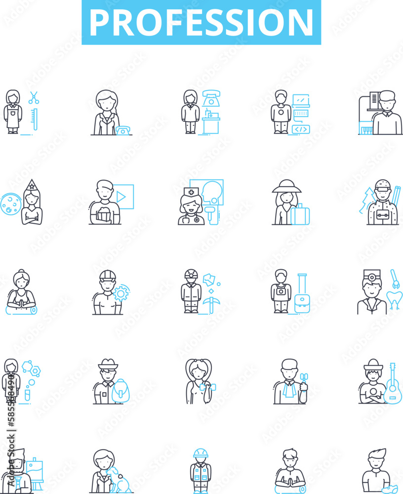 Profession vector line icons set. Job, Career, Vocation, Profession ...