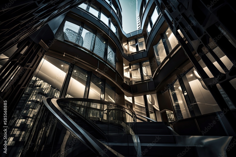 Atrium of a modern multistory building. Modern hi rise building ...