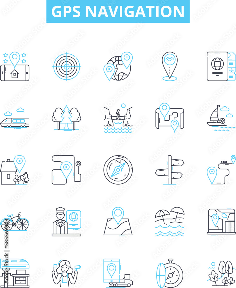 Gps navigation vector line icons set. GPS, Navigation, Tracking, Maps ...