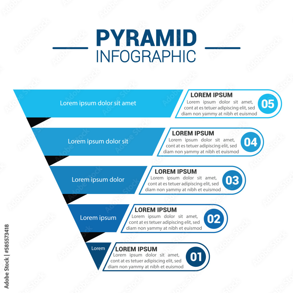 Pyramid Infographic, funnel pyramid business infographic with 5 charts ...