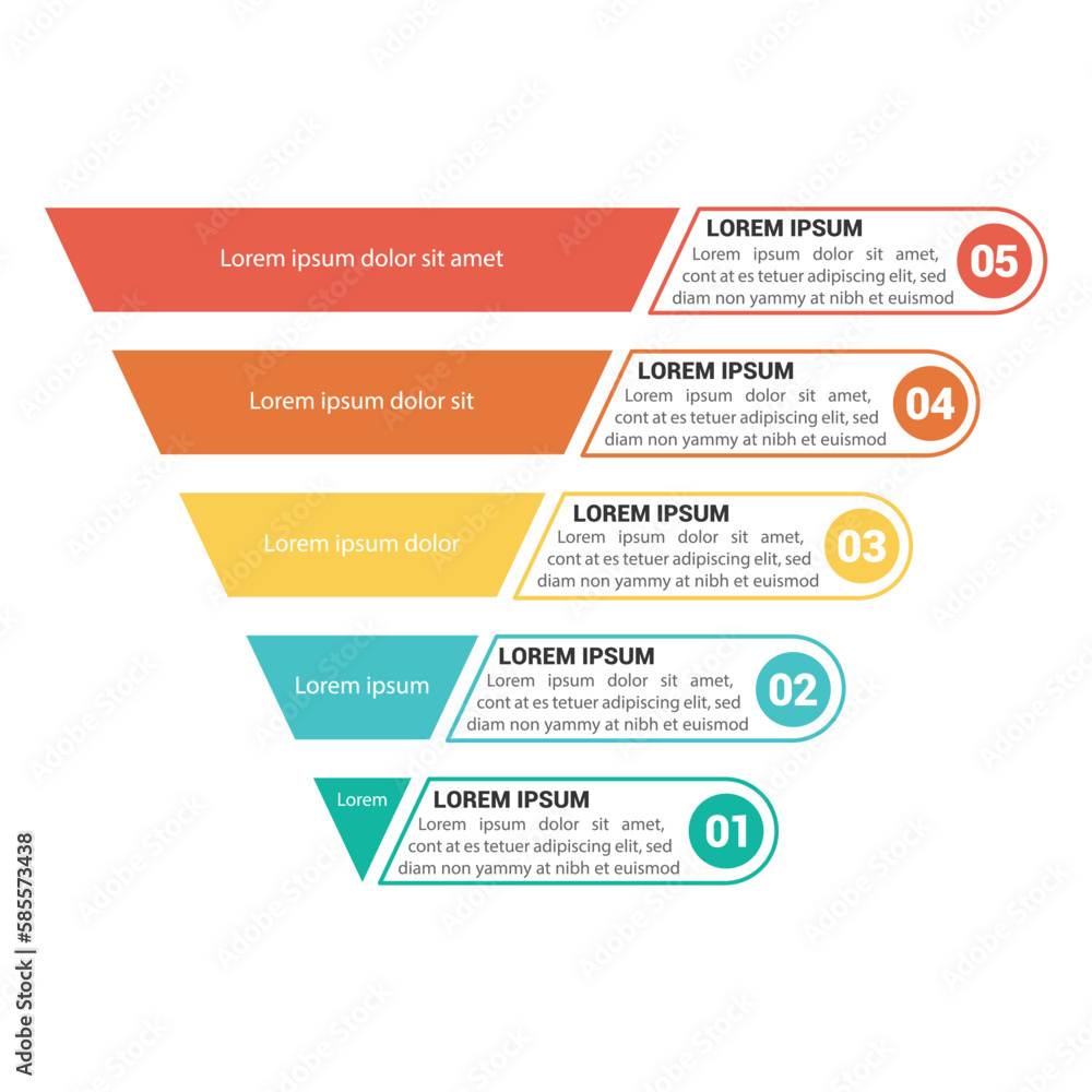 Vetor de Pyramid Infographic, funnel pyramid business infographic with ...