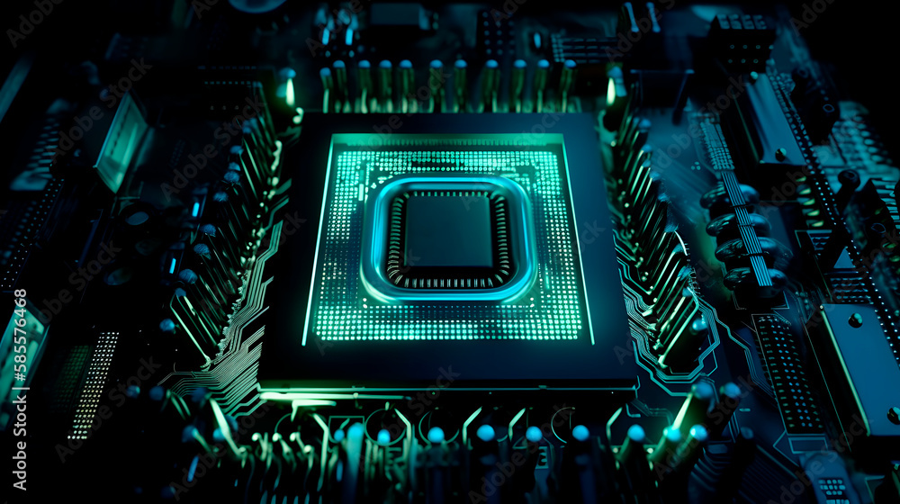 The power of technology with a close-up shot of a computer processor ...