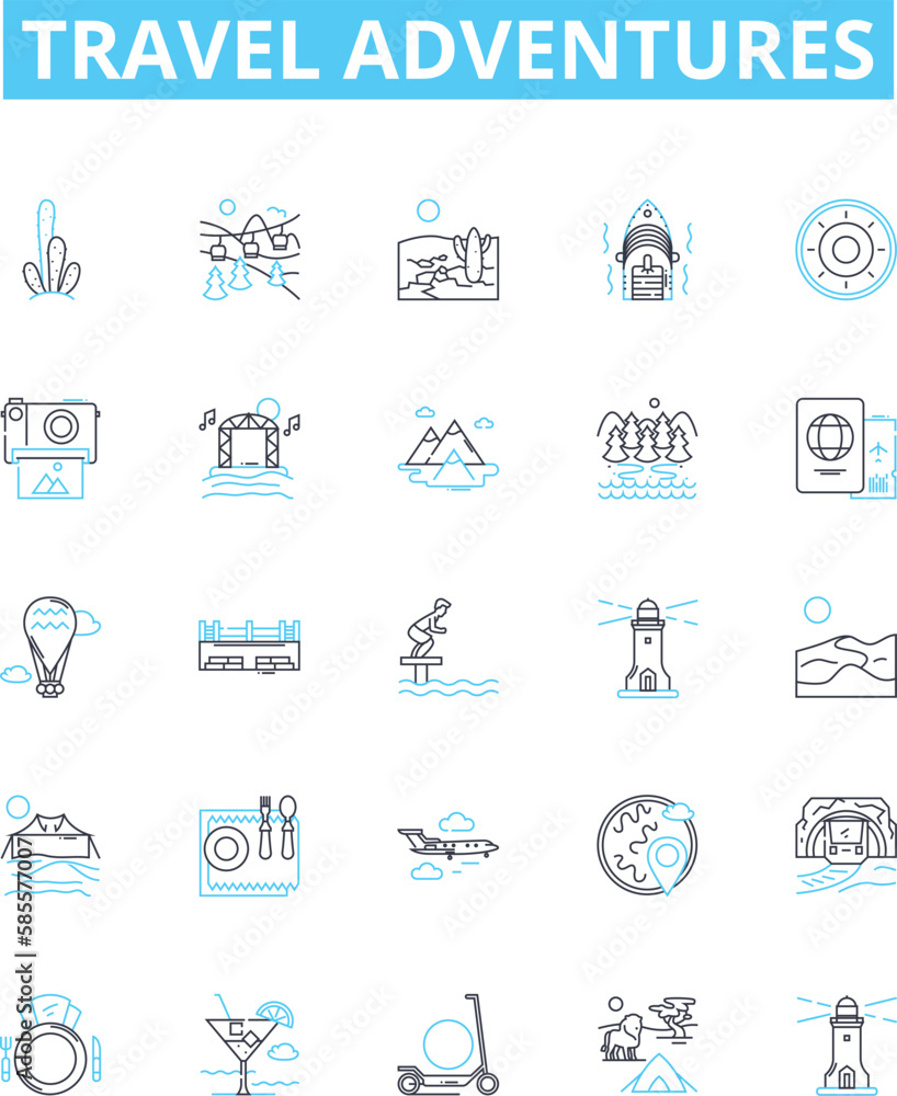Travel adventures vector line icons set. Travel, Adventures, Exploring ...