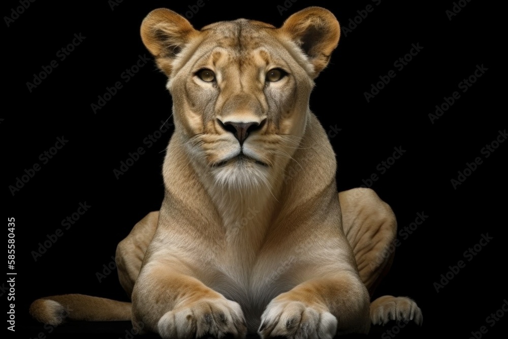 Beautiful lioness close-up, studio shot. AI generated, human enhanced ...