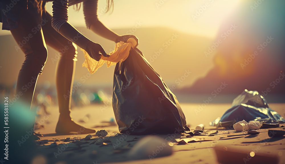 Save water. Volunteer pick trash garbage at the beach and plastic ...