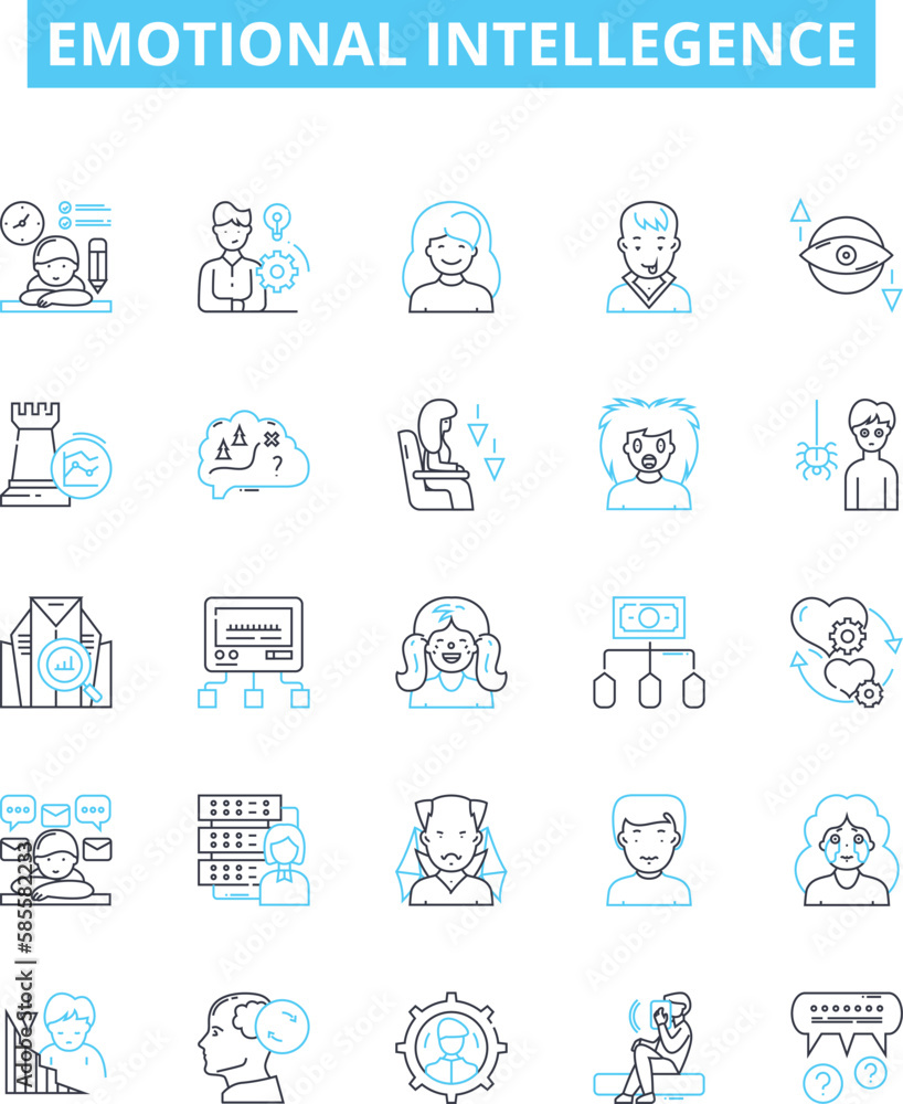 Emotional intellegence vector line icons set. Self-awareness, Empathy ...