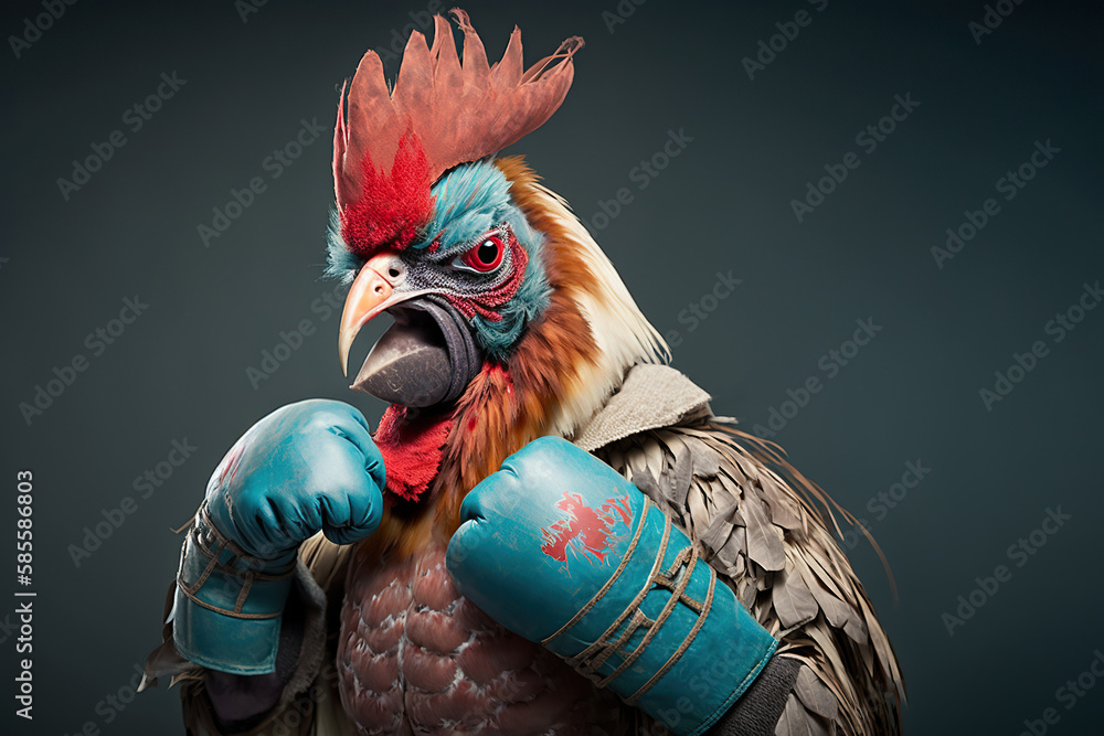 Studio shot of sad fighting rooster, created with Generative AI ...