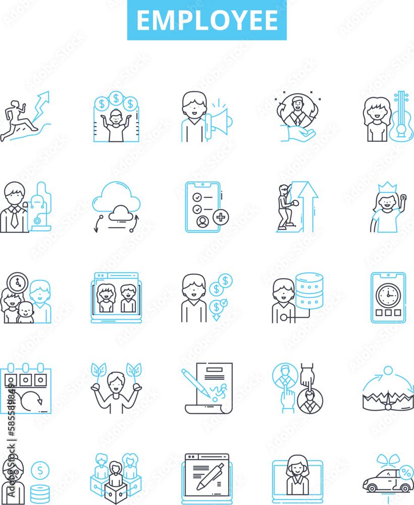 Vetor de Employee vector line icons set. Worker, Staff, Personnel ...