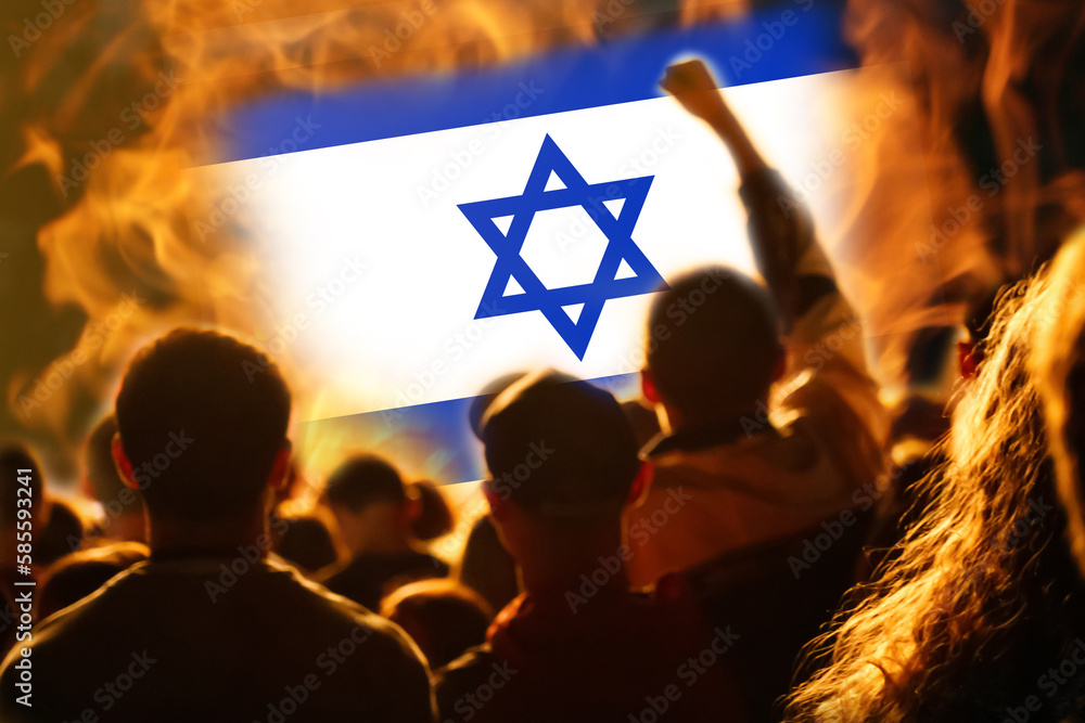 Protests Israel Tel Aviv. Israel flag. Protest in Israel 2023. Rise ...
