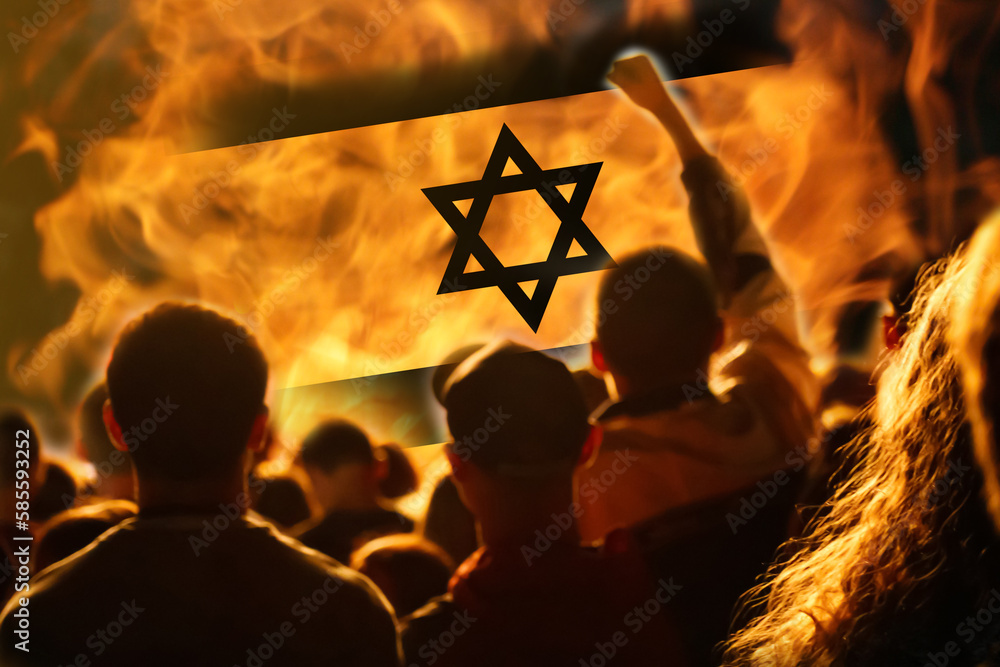 Protests Israel Tel Aviv. Israel flag. Protest in Israel 2023. Rise ...