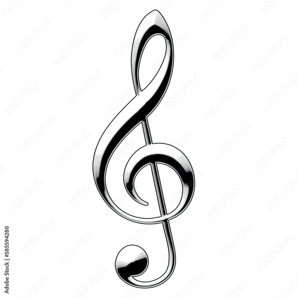 Simple silver treble clef mark Stock Illustration | Adobe Stock