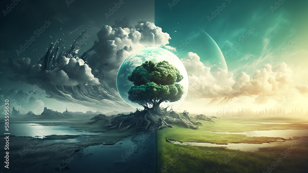 clean background wallpaper, mysterious landscape, split screen nature ...