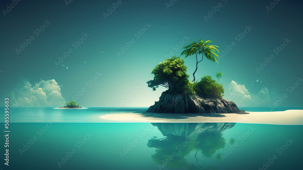 artificial island, tropical palm, secret island, quiet place Background ...