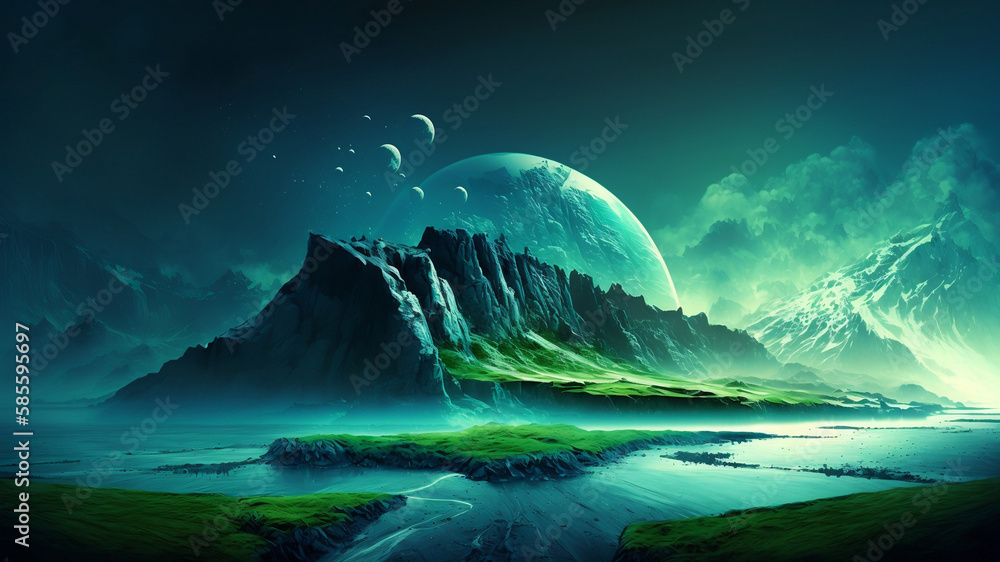 artificial dinosaur landscape, mysterious place, dramatic landscape ...