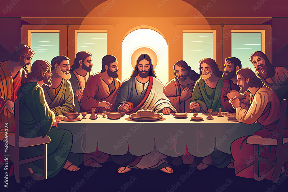 Last Supper Jesus Christ Disciples Betrayal , generative AI Stock ...
