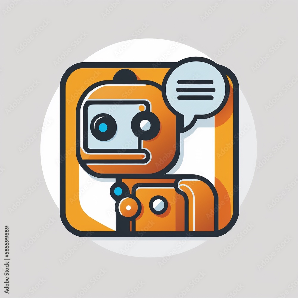 Vector Style AI Chatbot Icon Isolated on Grey Background. Online ...