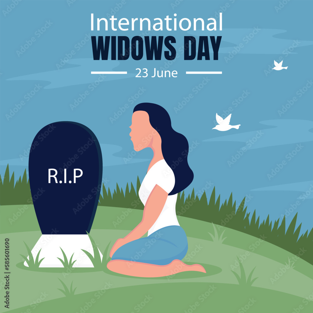 illustration vector graphic of a woman mourns her husband's grave, perfect for international day ...