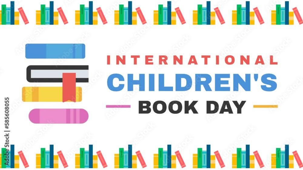 International childrens book day greeting animation text, for banner ...
