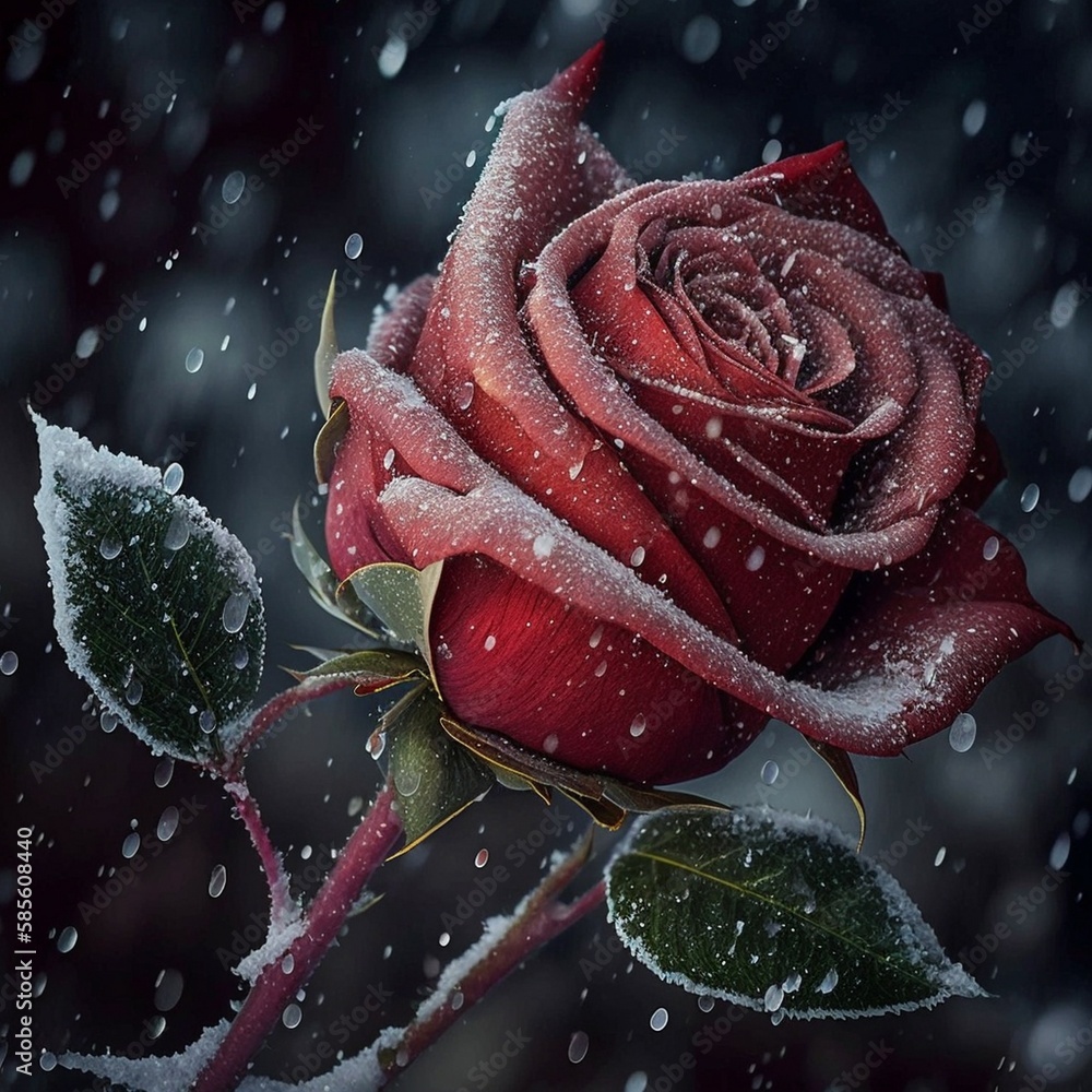 Black rose, clean background, the rose portrait close up snowing ...