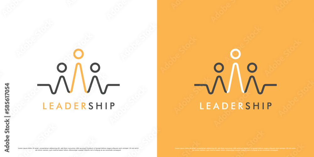 Leader logo design illustration. Creative idea line leader master team ...