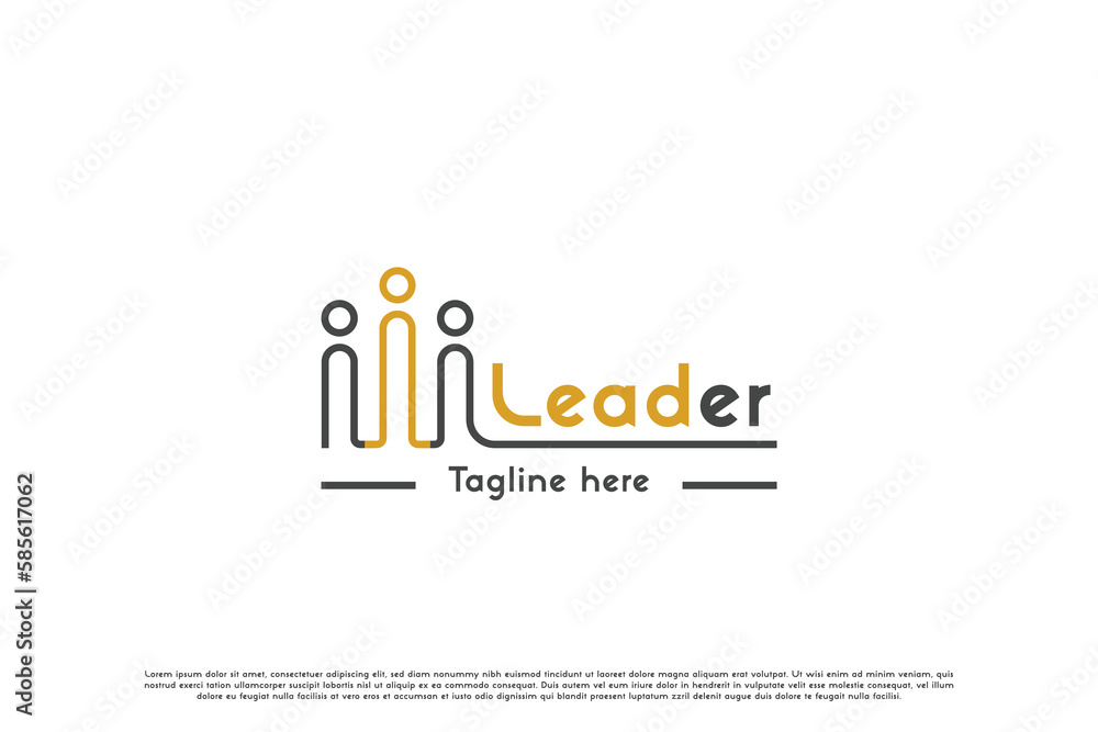 Leader logo design illustration. Creative idea line leader master team ...