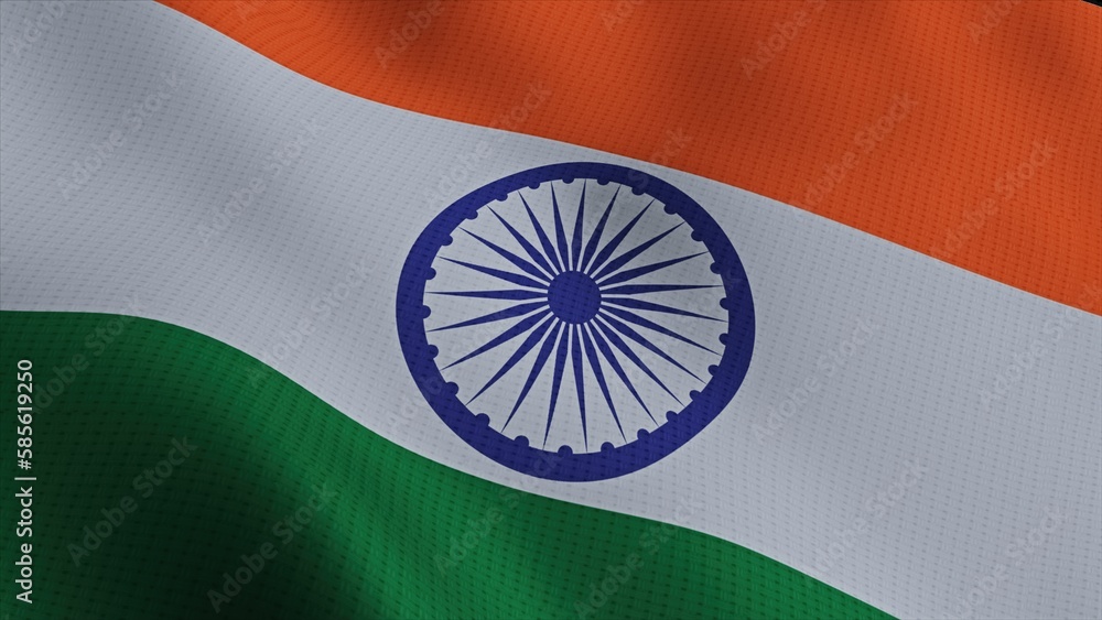 close up waving flag of india. flag symbol of india. 3d illustration ...