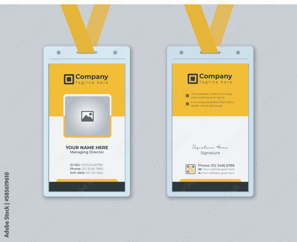 Creative office employee id card design template, Vector simple ...