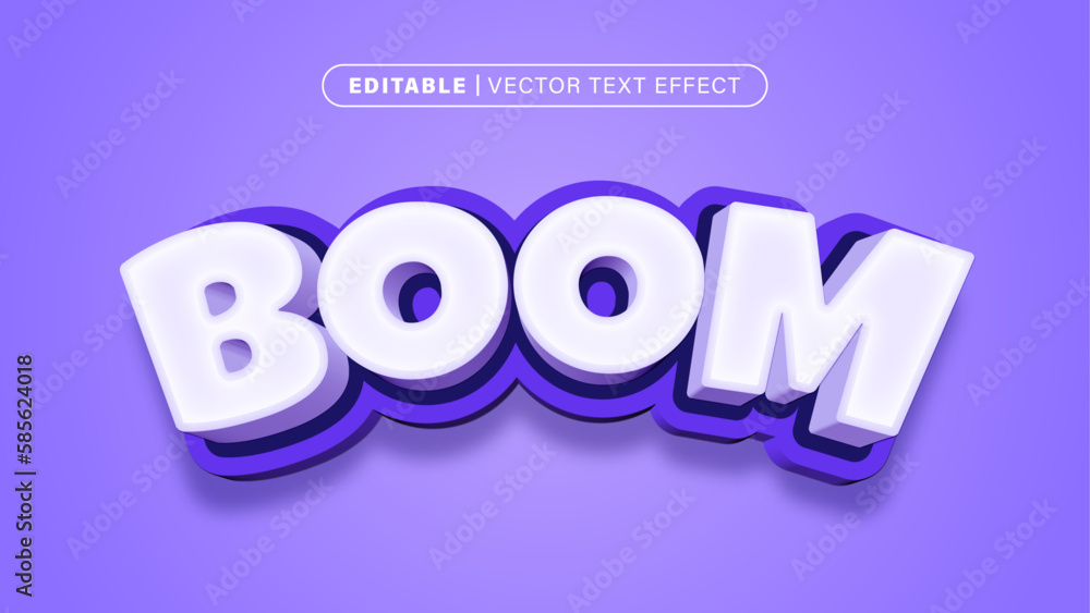 Editable 3D Style Boom Text Effect Vector Illustration in Purple ...