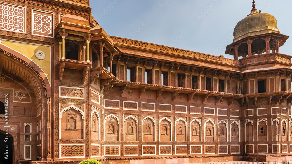 The beautiful Jahangiri Mahal Palace in the Red Fort is built of ...