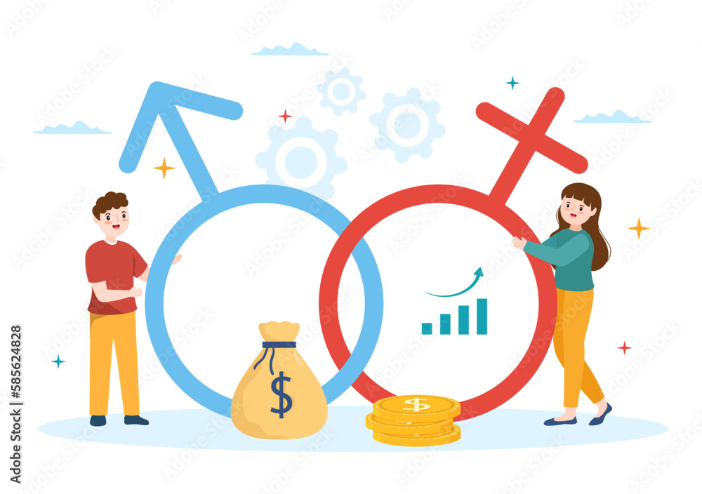Sexism Illustration with Gender Inequality Between Men and Women in ...