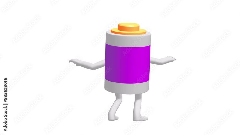 Vidéo Stock Alkaline cylinder battery 3d with bolt icon dancing on ...