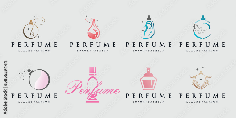 Vector luxury collection of perfume logo template with gradient color ...