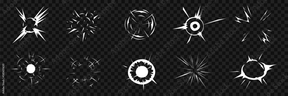 Mango explosion effects set. Vector cartoon motion explosion effects ...