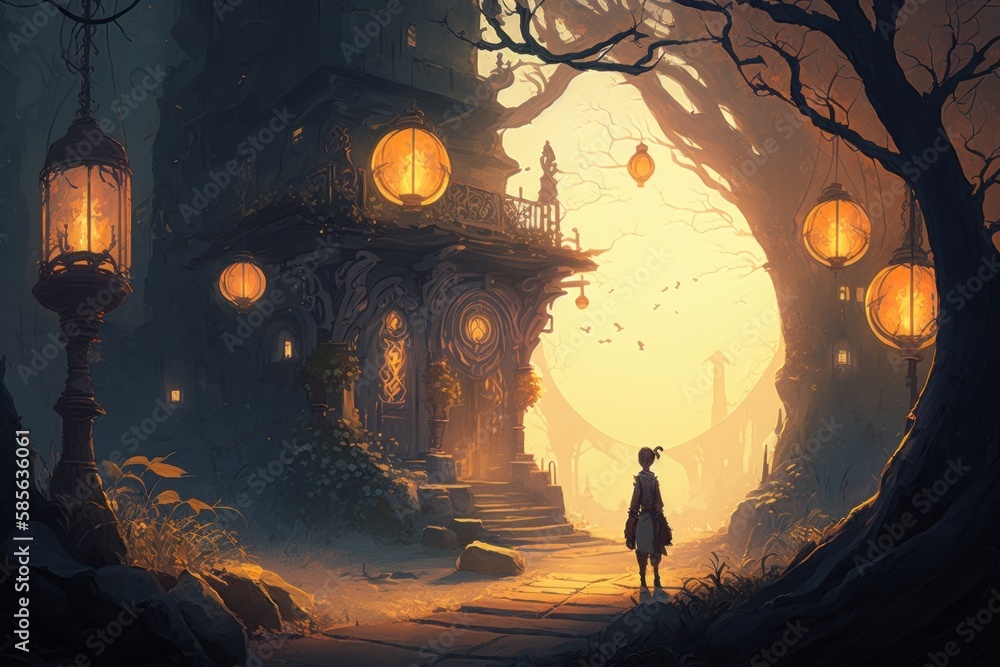 Enchanting Art: Golden Hour Silhouette of a Couple in Love, adorned ...