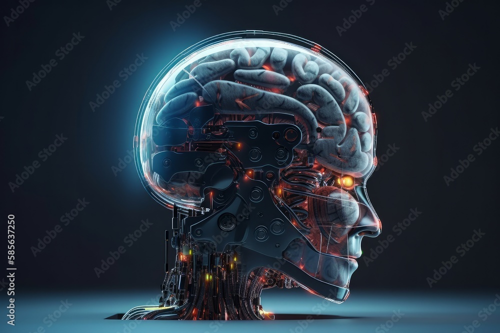 Unleashing the Power of AI: A Digital Illustration of a Robot Brain in ...