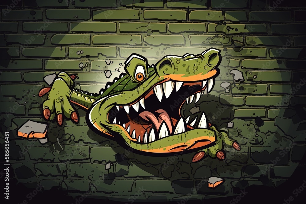 cartoon alligator showing its sharp teeth and open mouth. Generative AI ...